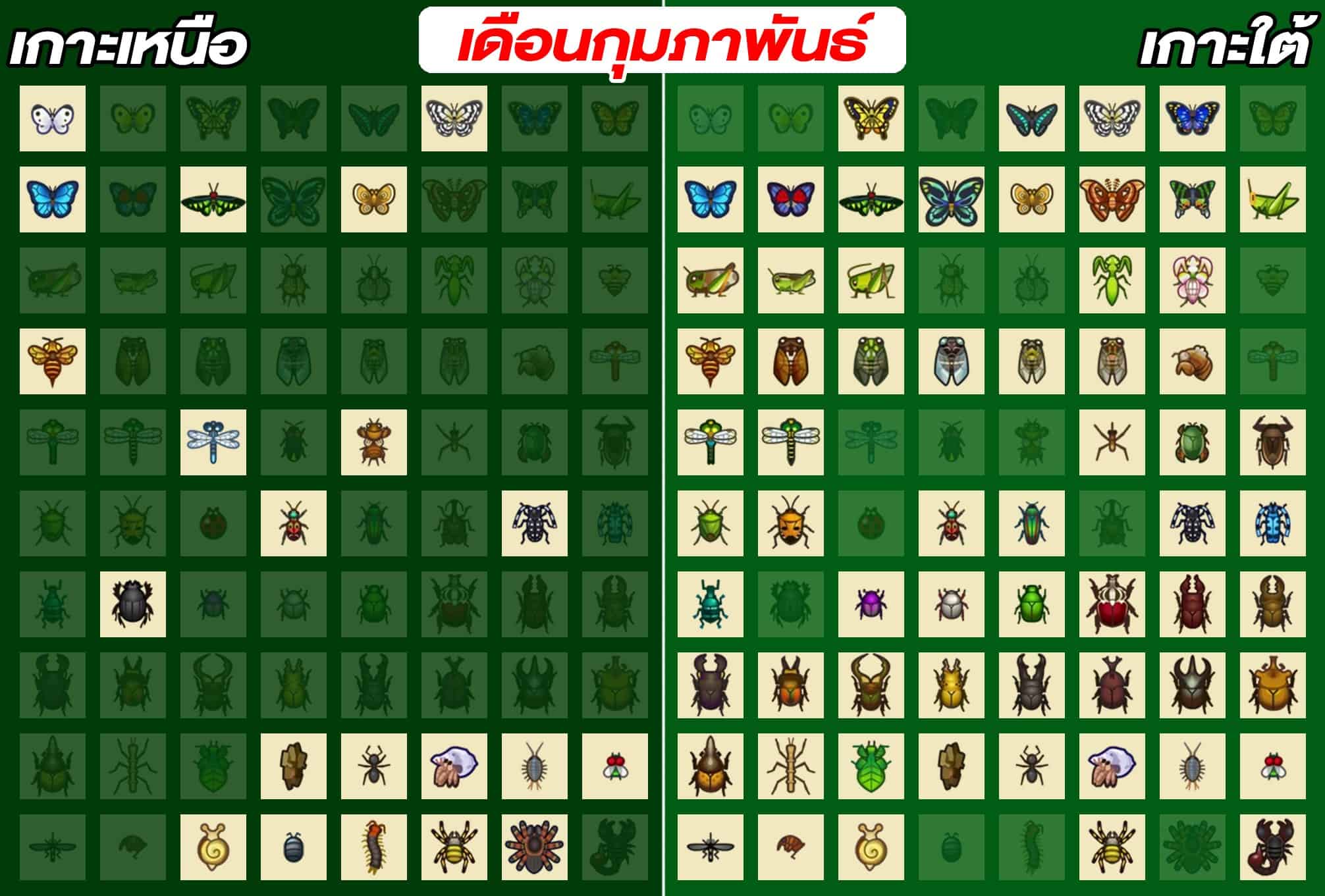 ข้อมูลทั้งหมด เกี่ยวกับ แมลง ในเกม Animal Crossing: New Horizons - Thai ...
